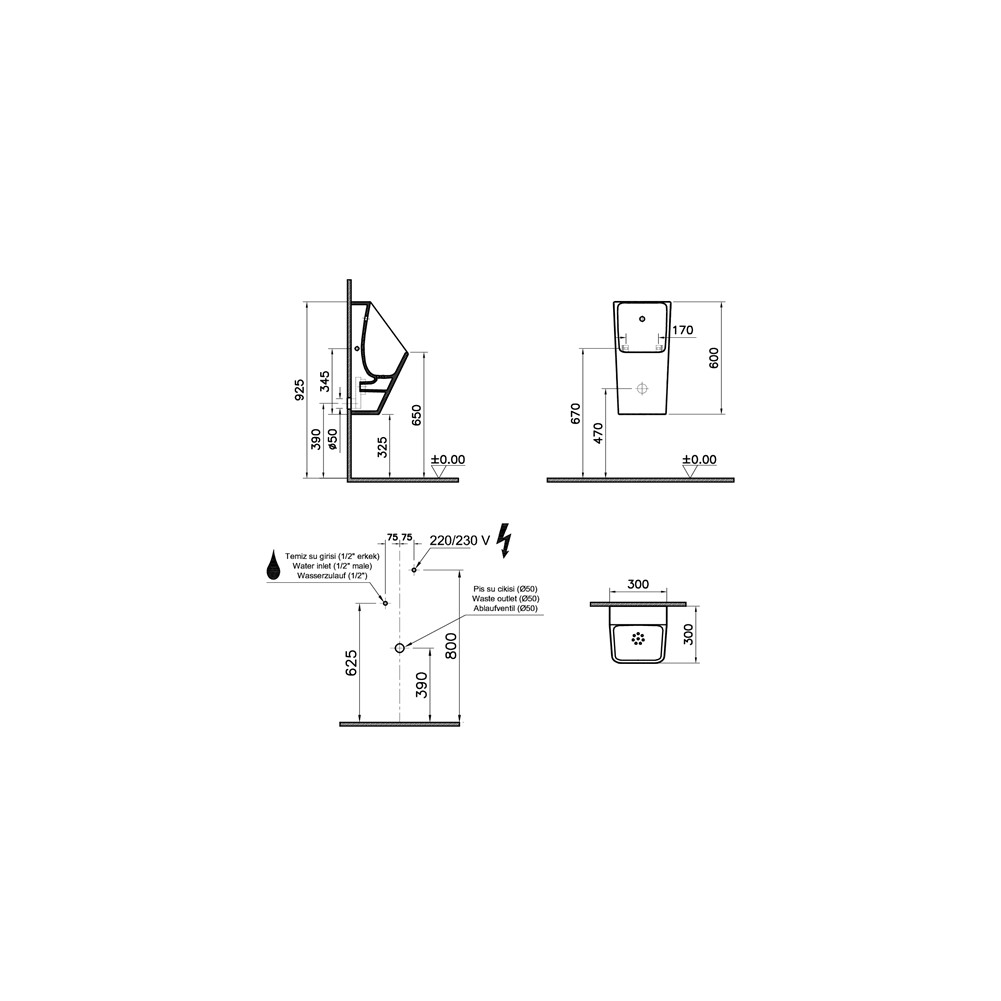 VitrA İntegra Square Elektrikli Pisuvar 5461B003-5598