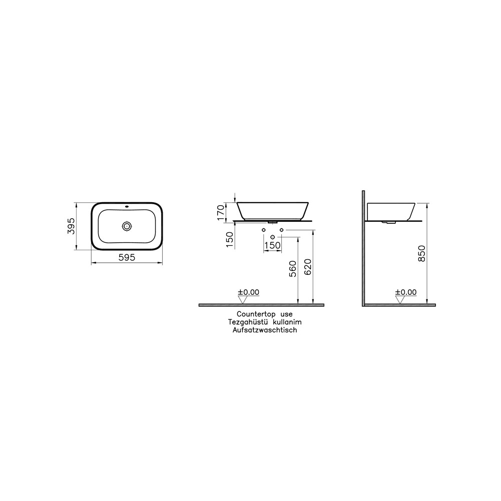 VitrA Geo Çanak Lavabo Beyaz 60 cm 7425B003-0012