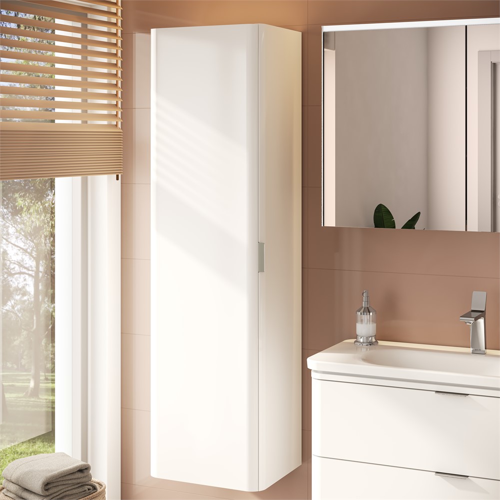 VitrA Nest Boy Dolabı 45 cm Tek Kapaklı Parlak Beyaz Sol | 56427