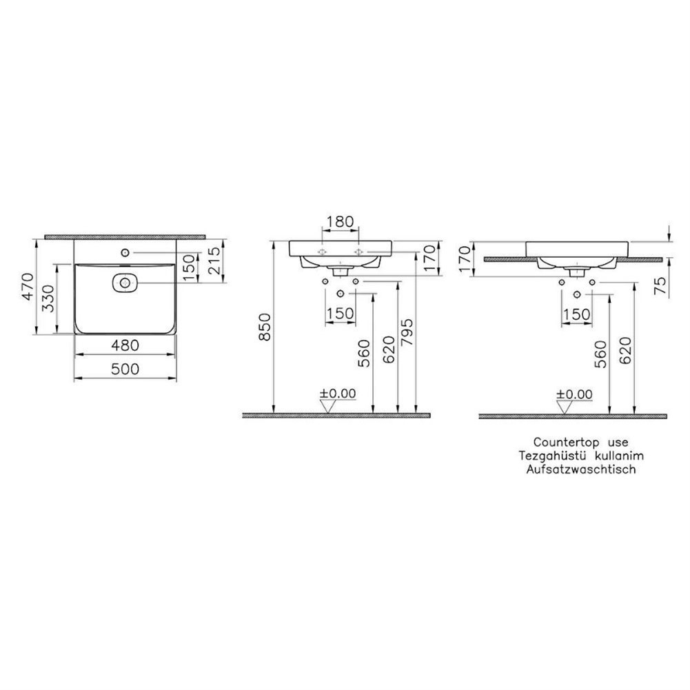 VitrA Metropole Çanak Lavabo 50x47 cm 7525B003-0973