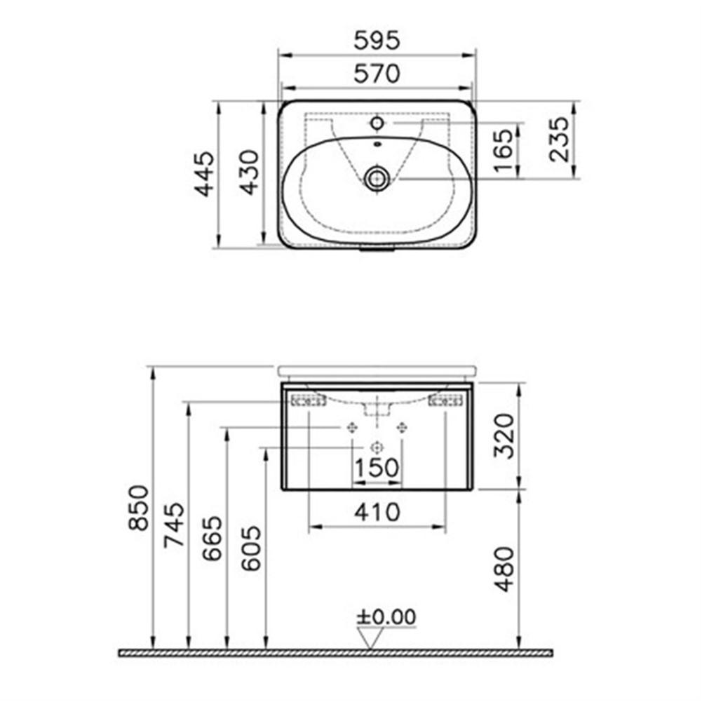 VitrA Nest Trendy Lavabo Dolabı 60 cm Tek Çekmeceli Hareli Doğal Ahşap ...