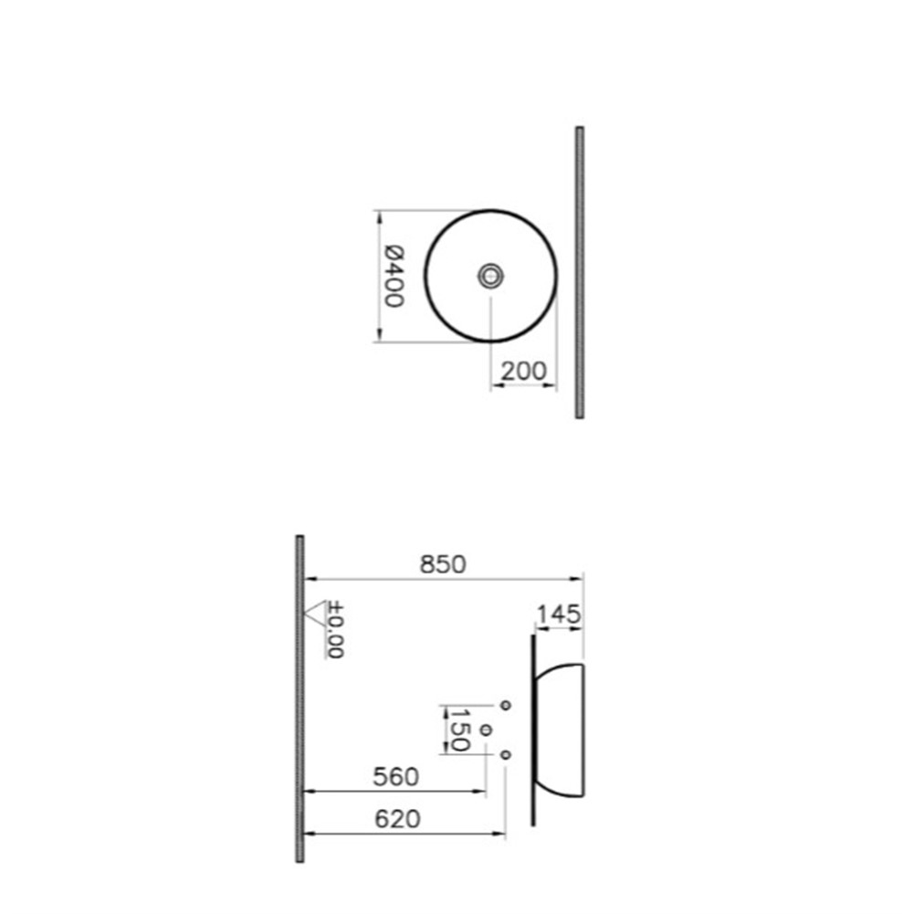 VitrA Outline Lavabo 40 Cm Mat Siyah 5992B483-0016