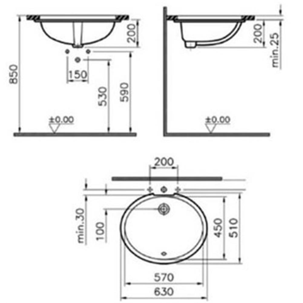 VitrA S20 Tezgahaltı Lavabo 57 cm | 6031B003-0012