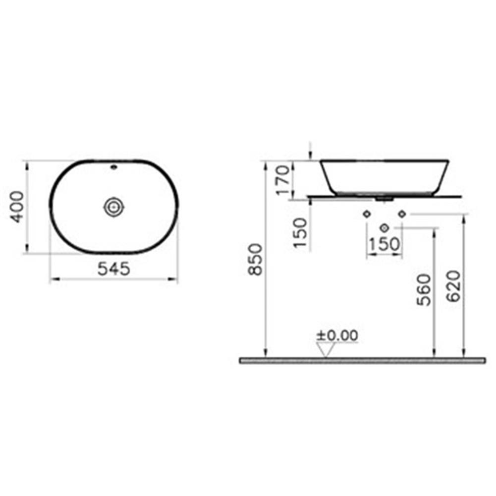 VitrA Geo Oval Çanak Lavabo 55 cm | 7427B003-0016