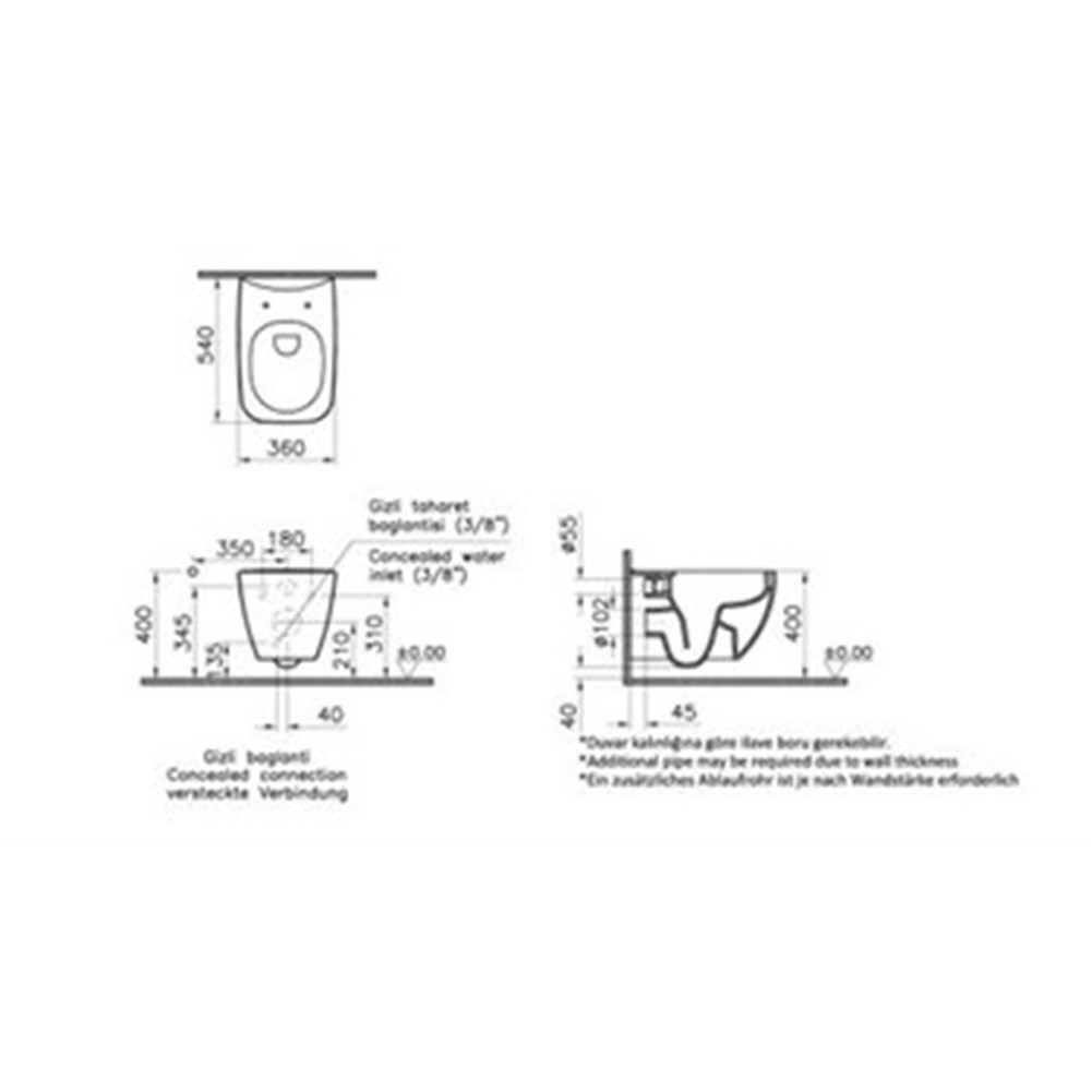 VitrA Shift Rim-Ex Asma Klozet | 7742B003-0559