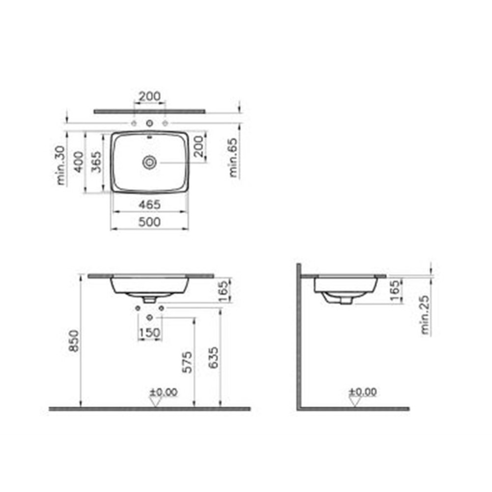 VitrA Metropole Tezgahaltı Lavabo 50 cm | 5667B003-1082